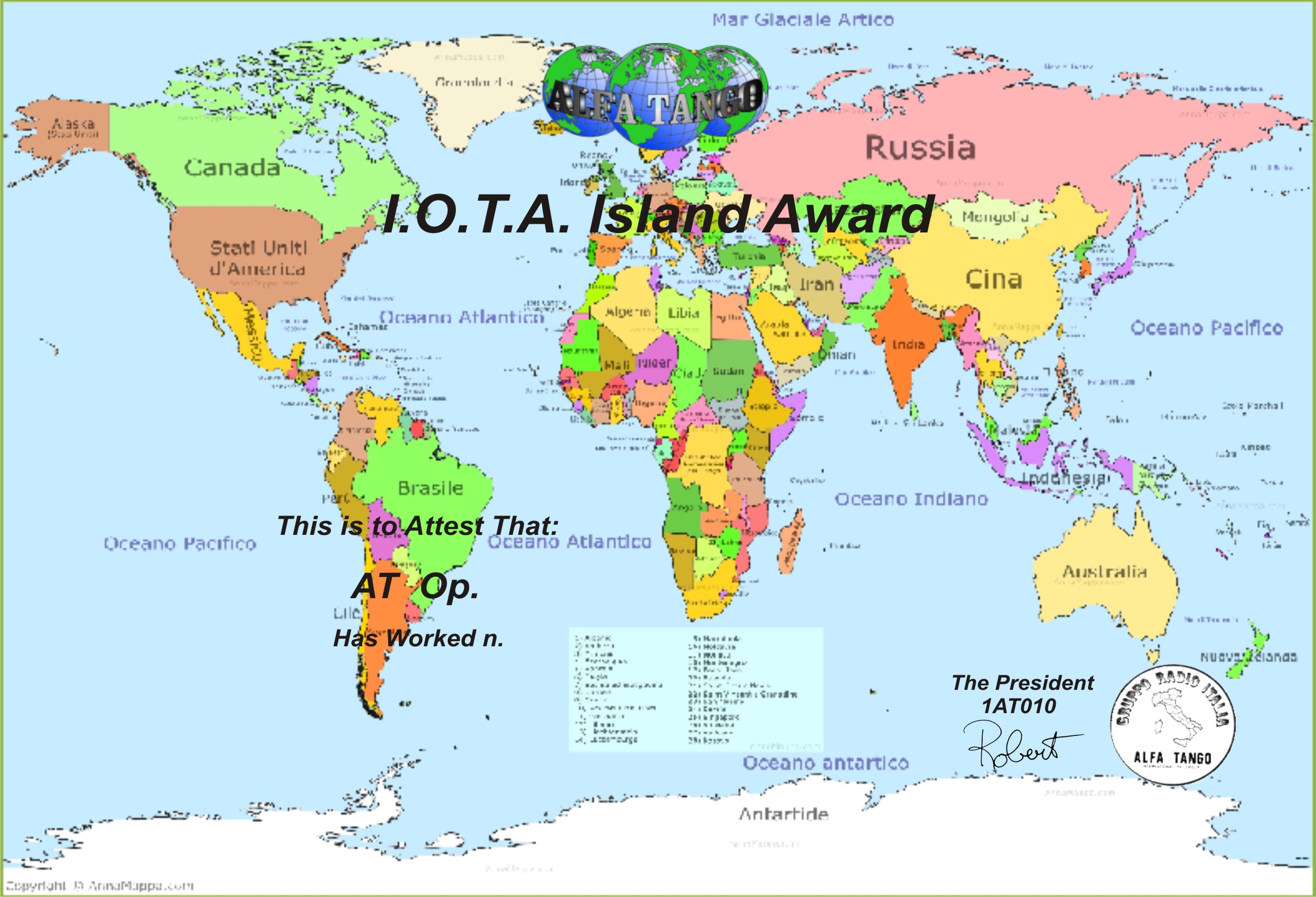 G.R.I. ALFA TANGO - Permanent AT DXCC Awards