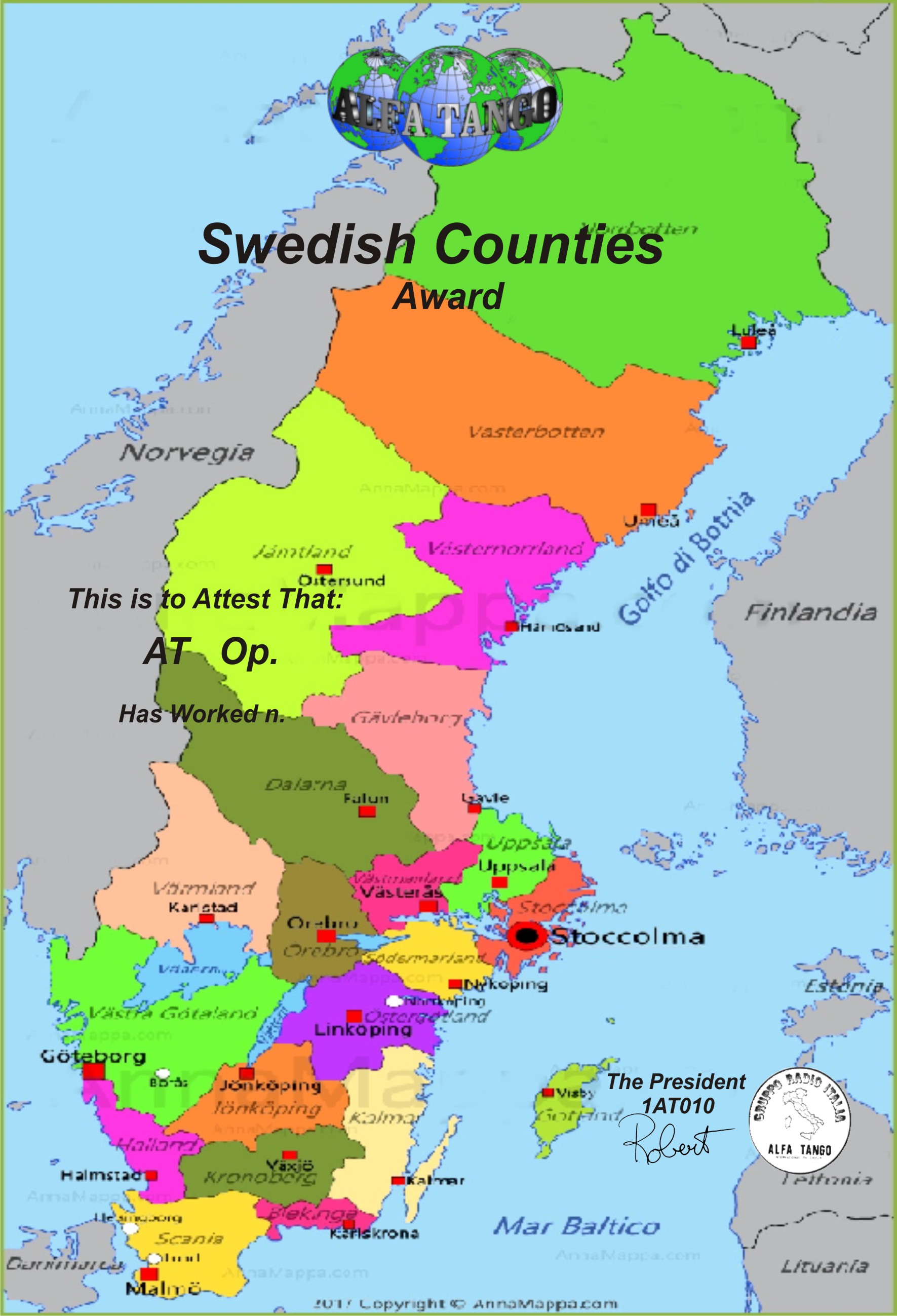 G.R.I. ALFA TANGO - Permanent AT DXCC Awards